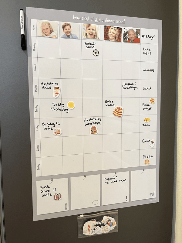 Stor magnetisk ukeplan - Ukeplanlegger for din familie - Sjarmtroll.no