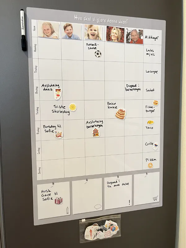 Stor magnetisk ukeplan - Ukeplanlegger for din familie - Sjarmtroll.no